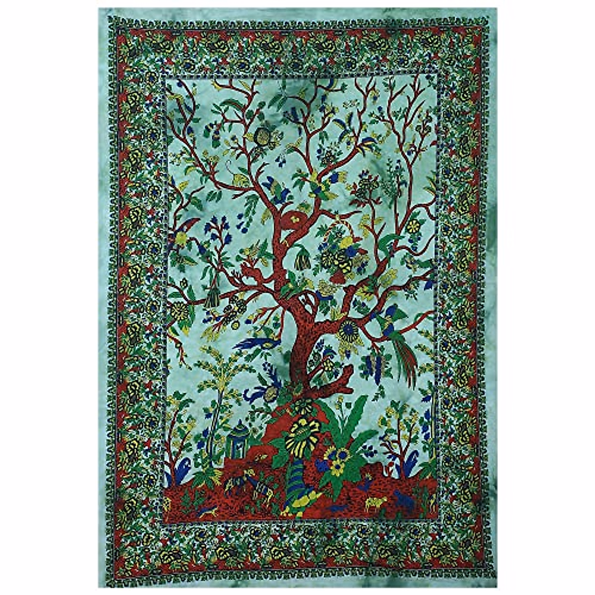 Popular Handicrafts Tapestry Tree of Life Hippie Tie dye Psychedelic Wall Hanging - Indian Maditation Gypsy Bohemian Hippy Dorm Room Decor Poster Green 30 x 40 Inch