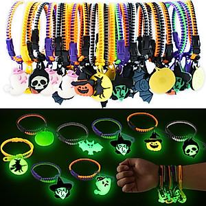Kids Halloween Party Favors Zipper Bracelets, 28 Pack Glow in the Dark Halloween Zipper Wristbands for Kids Halloween Gifts, Halloween Giveaways, Halloween Goodie Bag Fillers, Kids Halloween Supplies