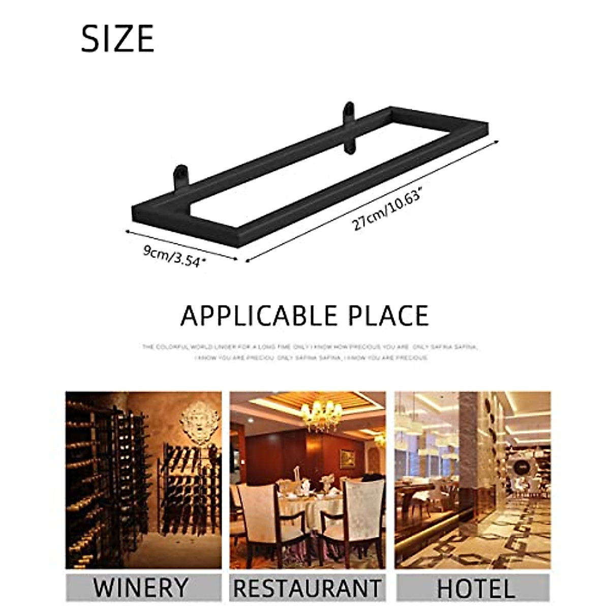 OFILLES 3 Pcs Black Wall Mounted Wine Racks - Wine Bottle Display Holder for Wall, Metal Hanging Wine Rack Organizer for Beverages/Liquor Bottles Storage