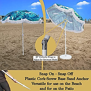 South Bay Beach Life™ - Large, Luxury Beach Umbrellas - Beach & Patio Umbrella with Custom Sand Anchor Versatility for Family/Friends - Flowing Tassels - UPF 50+ UV Protection - Include Carry Bags