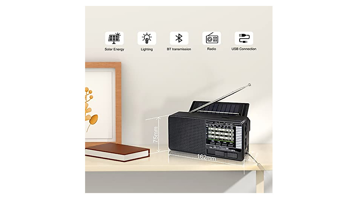 Oncheer Portable Radio with Bluetooth & Solar Charging | Stay Connected