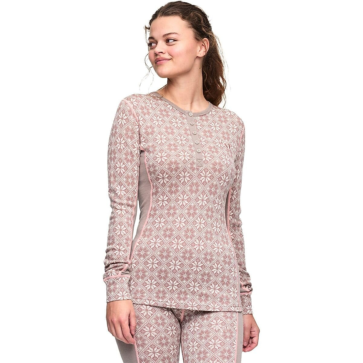 Kari Traa Rose Long Sleeve Women's Base Layer Top - 100% Merino Wool Fitted Knit Thermal Shirt, Taupe, X-Small