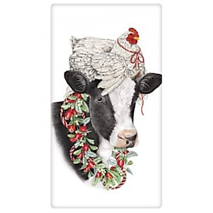 Mary Lake Thompson BT267 Holiday Chicken on Cow Bagged Flour Sack Towel 30 Inches Square