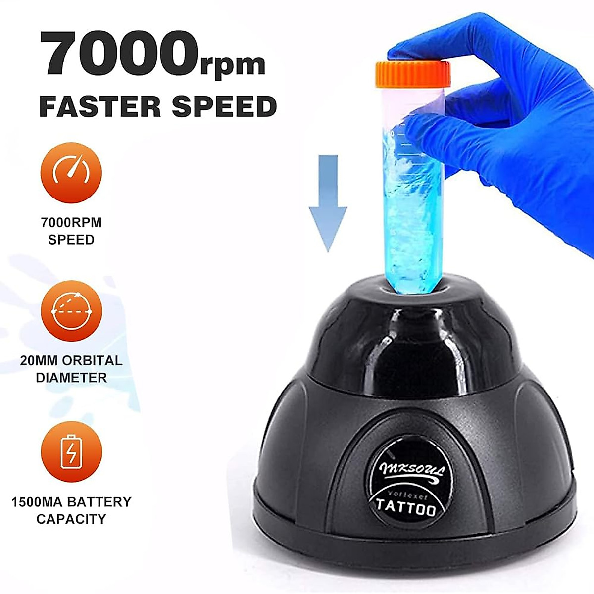 Mini Vortex Mixer Liquid Bottle Polish Shaking Nail Lacquer Shaker Lab Paint Mixer Air Brush Paint Mixer Pigment Shaker Ink Mixer for Paint, Pigment, Gel Polish and Eyelash Adhesive(7000 RPM)