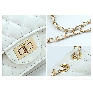 Jopchunm Designer Handbags Small Crossbody Bags Clutch White Leather Quilted Purse for Women