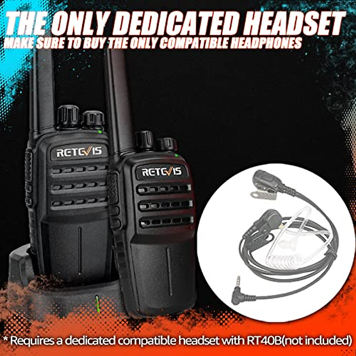 Retevis RT40B Walkie Talkies Long Range for Adults,Rechargeable 2 Way Radios with Built-in High Power Speaker, Lightweight with Emergency Alarm, Portable Two Way Radios (6Pack)