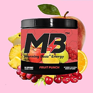 Morning Buzz Energy Powder Drink - Energy Boost Drink Mix - Sugar-Free Energy with Antioxidants - Morning Kickstart and Sports Nutrition Endurance Product - 30 Servings, Fruit Punch, 8 Ounces