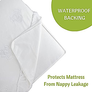 Vesta Baby Crib Mattress Protector Noiseless Waterproof Pad Cover Soft Jacquard Fitted Sheet Natural Bamboo for Infant and Toddler Standard Size Cribs