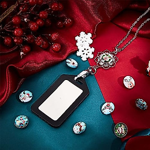 SUNNYCLUE 1 Box 12 Styles Christmas Lanyard Reindeer Snap Button Lanyards ID Badge Holder Breakaway Keychain Lanyard Set Office Stainless Steel Necklace Chain Cartoon Lanyard for ID Badges Men Women