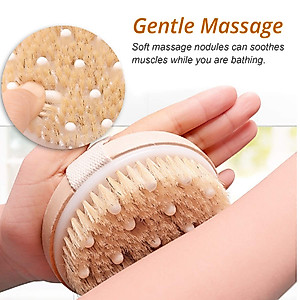 Premium Dry Brushing Body Brush, Best for Exfoliating Dry Skin, Lymphatic Drainage and Cellulite Treatment, Organic Spa Massage Scrub Brush with Soft Boar Bristles, Great Gift for A Glowing Skin