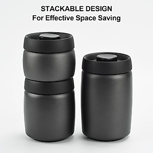 MFBJXC 2-Pack 16oz Vacuum Coffee Canister, 304 Stainless Steel Airtight Food Storage Container, Coffee Bean Storage for Coffee Beans Grounds Tea(Black 2L)