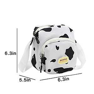 JUMISEE Cute Cow Print Canvas Crossbody Purse Small Cell Phone Bag Shoulder Handbag for Men Women Kids