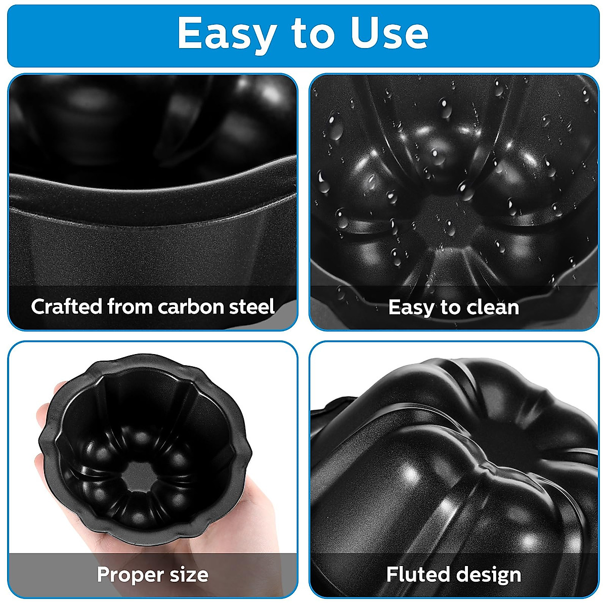 Yungyan 36 Pcs Fluted 4 In Mini Cake Pan Set Nonstick Mini Flan Molds for Baking Small Chocoflan Mold Cake Mold Cup with Flower Shape for Muffin Bavarois Brownie Cupcake Pudding Canele Bread Air Fryer