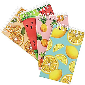 Juvale Mini Spiral-Bound Notebooks with 4 Fruit Designs (3 x 5 Inches, 24-Pack)