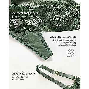 SHARICCA Lace G-String Thongs for Women Comfort Sexy Underwear Breathable T-back Thongs Panties Pack, 3P04,M