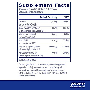 Pure Encapsulations B-Complex Liquid | B Vitamins to Support Energy, Nervous System, Memory, Cellular, and Cardiovascular Health* | 4.73 fl. oz.