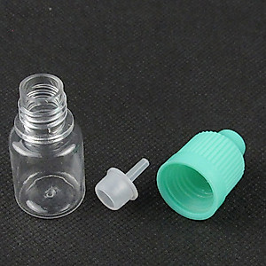 Newzoll Plastic Dropper Bottle, 5ML Empty Squeezable Clear Liquid Drop Bottles with Childproof Cap, for Solvents, Essence(10PCS, Green Cap)