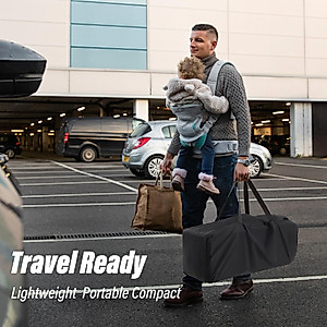 Travel Crib,3 in 1 Portable Crib for Baby, Lightweight Pack and Play for Babies and Toddler, Foldable Travel Baby Playpen with Comfortable Mattress and Carry Bag(Dark Grey)