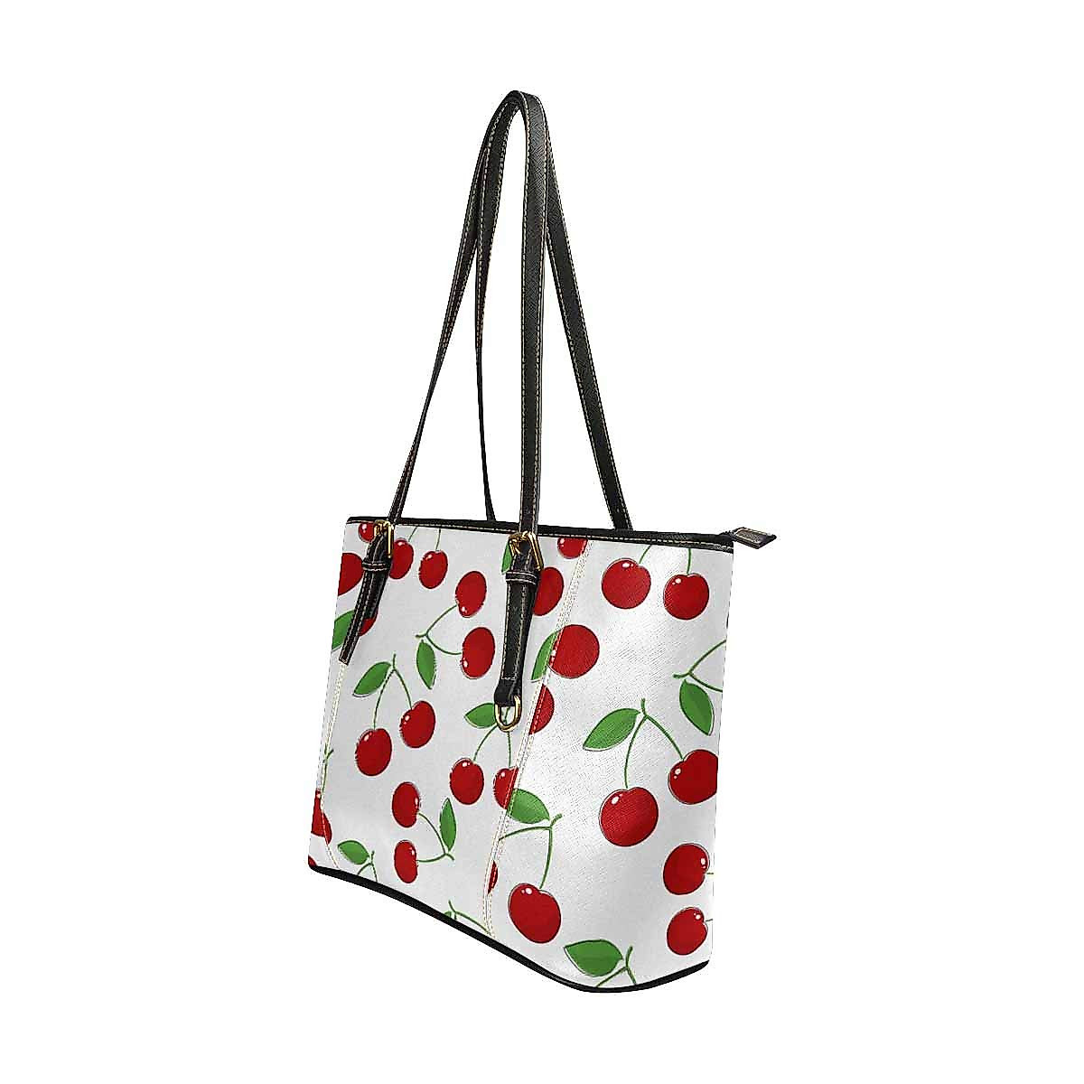 InterestPrint Women Tote Bags Top Handle Handbags PU Leather Purse Cherry, Fruit Pattern, Prunus Avium