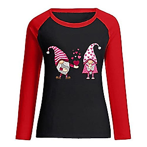 Women's Valentines Day Shirt Cute New Years Outfit Stocking Stuffers for Teens Womens Gifts for Christmas Black