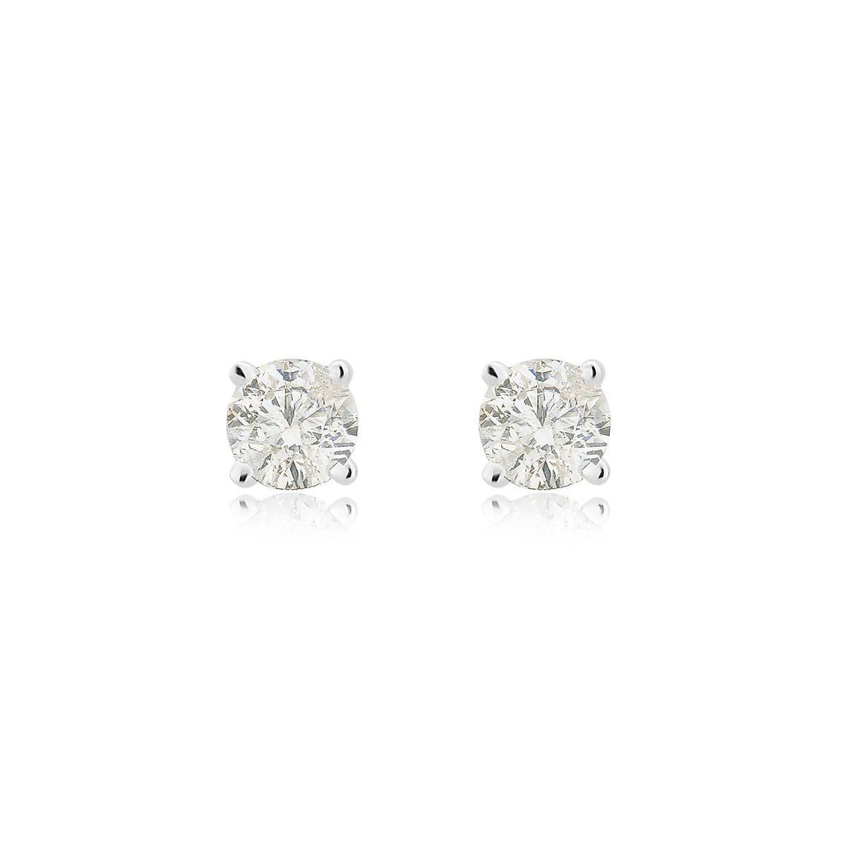 Beyond Brilliance 0.25 Carat Round Cut Natural Solitaire Diamond Stud Earring in 14K White Gold | Fine Jewelry for Women | Gift Box Included