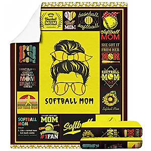 Feim-AO Fleece Throw Blanket for Couch Softball Player Mom Flannel Plush Blanket Soft Warm Cozy Sherpa Blankets Lightweight Velvet Fuzzy Bed Blankets for Sofa 80"X60"