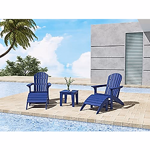 A-ECO LIVING Adirondack Chair, Patio Seating Outdoor Chair, HDPE All-Weather Lifetime Outside Furniture for Patio, Garden, Fire Pit, Deck, Porch, Poolside, Balcony, Beach, Yard, Lawn, Navy