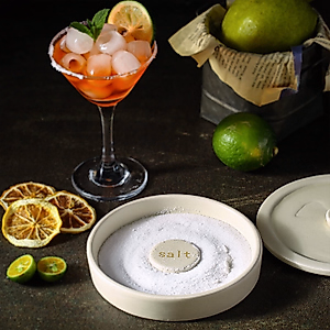 Cosnou Ceramic Margarita Salt Rimmer with Lid Set of 2 Home Bar Accessories for Seasoning - Rimmers for Drinks - Bartender Kit Tools - Bar Decor ，Sugar Salt Rimmer Plate （Hand Make）