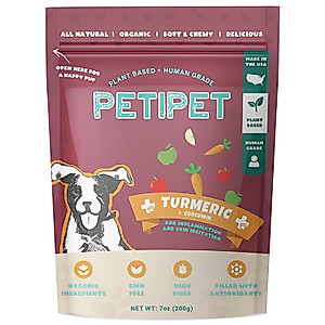 PETIPET Turmeric + Curcumin - Natural, Human-Grade Allergy Relief Chews, Hip and Joint Supplement, and Anti-Inflammatory for Dogs