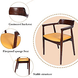 Koreyosh Mid Century Dining Chairs Solid Birch Wood Kitchen Walnut Dining Chair with Fireproof Cotton Seat & Curved Backrest Chair Side Modern