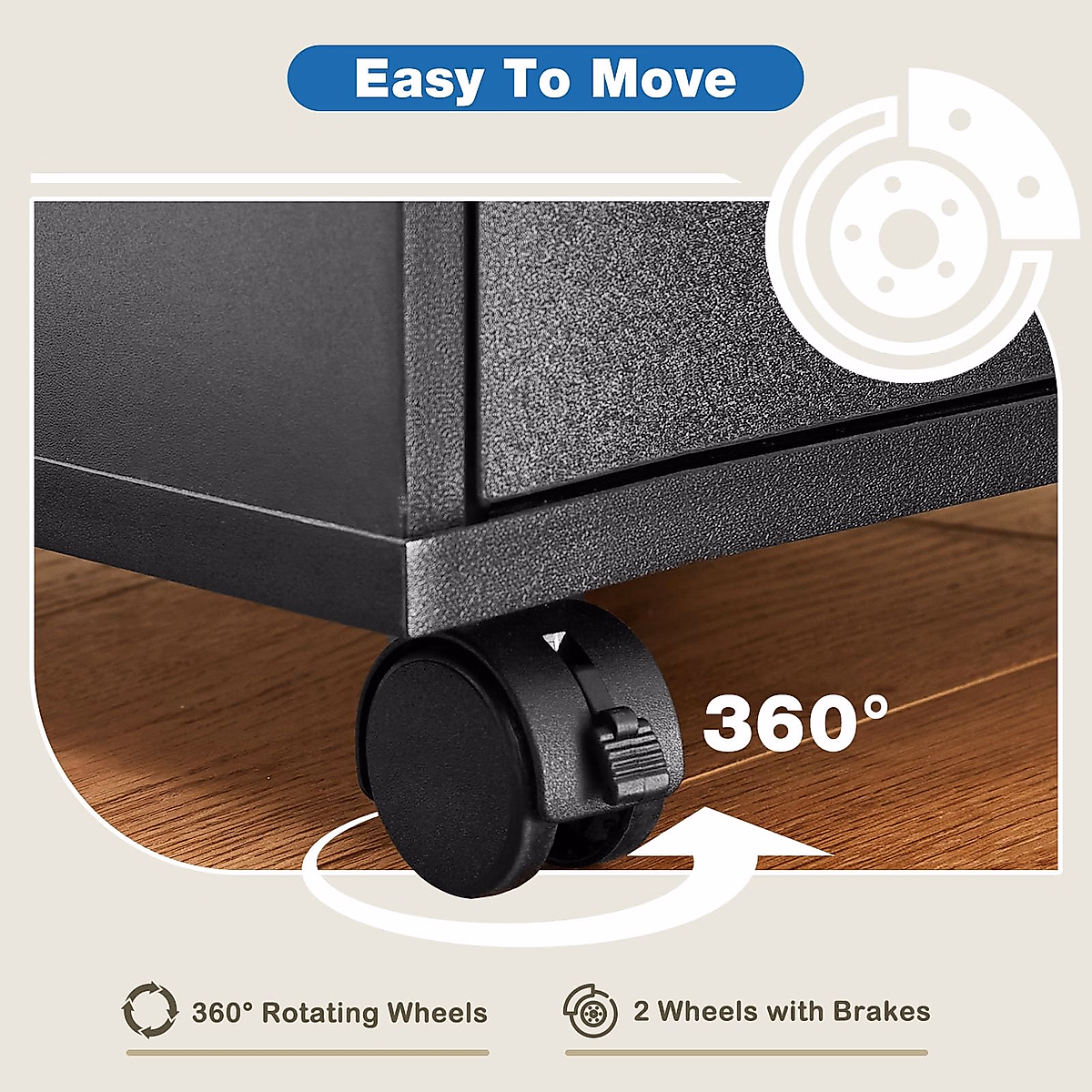 OLIXIS Chest Wood File Cabinet Rolling Organization Storage Dresser with Wheels for Home Office