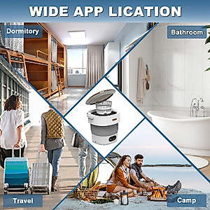 16L Portable Washing Machine, Mini Foldable Washer with Spin Dryer, Collapsible lavadora Portatil, Small Compact Luandry Washer for Baby Clothes, Socks, Underwear, Travel Camping Dorm Apartments Gray