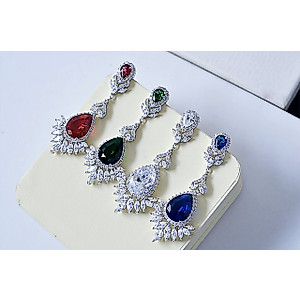 White Gold Plated AAAAA Australia Crystal Teardrop Wedding Bridal Bridesmaid Chandelier Marquise Clear Cubic Zirconia Stud Earrings Fashion Jewelry for Women (Clear)