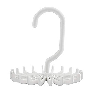 Tie Rack, Scarves Hanger, 360° Rotatable Tie Rack Belt Scarves Hook Hanger Holder Organizer(White)