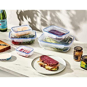 Superio Sealed Plastic Food Storage Container - Airtight, Leakproof Meal Prep Containers with Easy Snap Lid- Microwave and Freezer Safe- Rectangular(12)