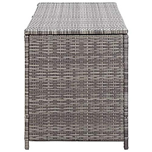loibinfen Patio Storage Box Gray 59.1"x19.7"x23.6" Poly Rattan Patio Garden Outdoor Storage Container for Toys, Furniture Deck box (Weight:31.75 lbs)