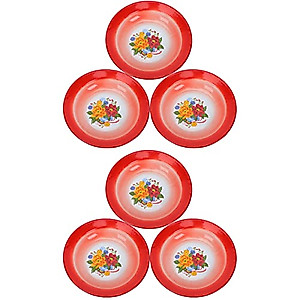 Hemoton 6pcs Vintage Enamel Plate Fruit Plate Enamel Fruit Platter Vintage Salad Plate Enamel Washing Platter Vintage Enamelware Serving Platter