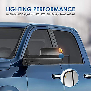 MOSTPLUS Power Heated Towing Mirrors Compatible for 02-09 Ram Flip Up Left Right Pair w/Arrow Light and Turn Signal Light (Set of 2)