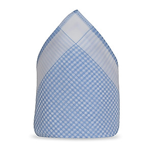 Caruso Italy Men's Italia 100% Pure Cotton Handkerchief White Blue Checks - Pack of 12