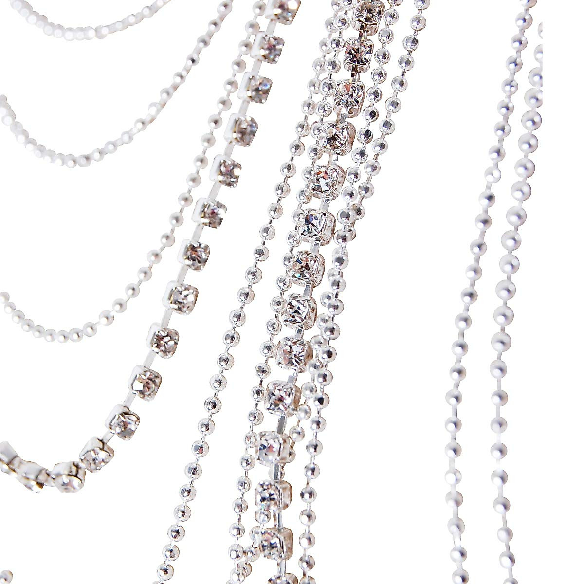 Humble Chic Rhinestone Necklace for Women - 925 Sterling Silver Plated Long Layered Necklaces for Women, Sparkly Fashion Simulated Diamond Chain, Trendy Statement Jewelry, Long Layered - Silver