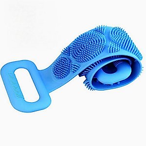 Jwxstore Silicone Back Scrubber for Shower, Silicone Body Scrubber, 35 Inch Extra Long Bath Body Brush Silicone Back Brush Exfoliating Body Scrubber with Handle for Men Women