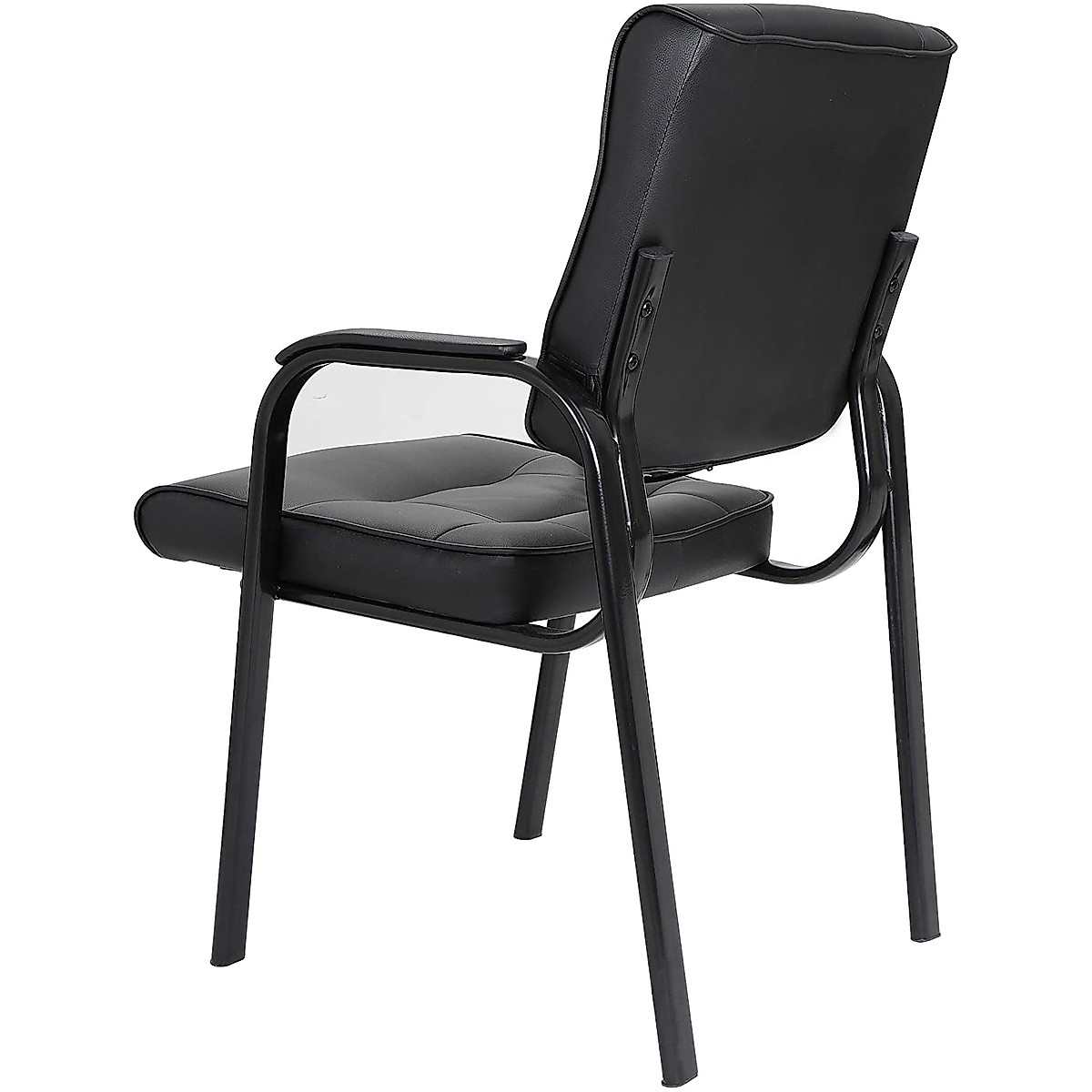 SUPER DEAL Office Guest Chair Bonded Leather Executive Side Chair Reception Chair with Solid Metal Frame Home Office Furniture