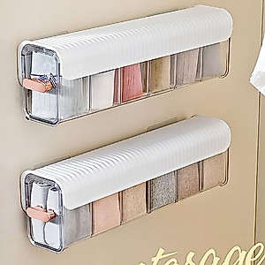 Zerodis Wall Underwear Organizer, Dustproof Wall Mount Drawer Storage Box Detachable Socks Divider for Clothes Lingerie Underwear Ties (White)