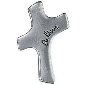 Cathedral Art, 2-7/8" x 1-7/8" (Abbey & CA Gift) Believe Palm Cross, Silver