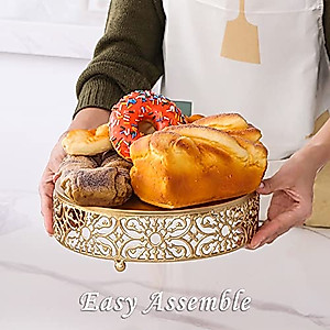 XINLIYA 3-Piece Set Cake Stands Round Cupcake Stands,Metal Wedding Brithday Party Celebration Dessert Display Plates,Gold