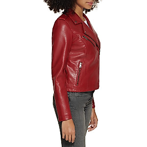 Levi's Women's The Classic Faux Leather Moto Jacket (Regular & Plus Size), Deep Cherry Red, X-Small