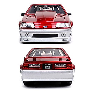Jada Toys Bigtime Muscle 1:24 1989 Ford Mustang GT Die-cast Car Red Silver, Toys for Kids and Adults