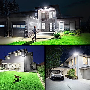 Olafus 80W Flood Lights Outdoor Motion Sensor Light, LED Security Light IP65 Waterproof, 7300LM Motion Activated Light, 3 Head LED Flood Light, 6500K PIR Sensor Lighting for Garage Yard Porch Patio