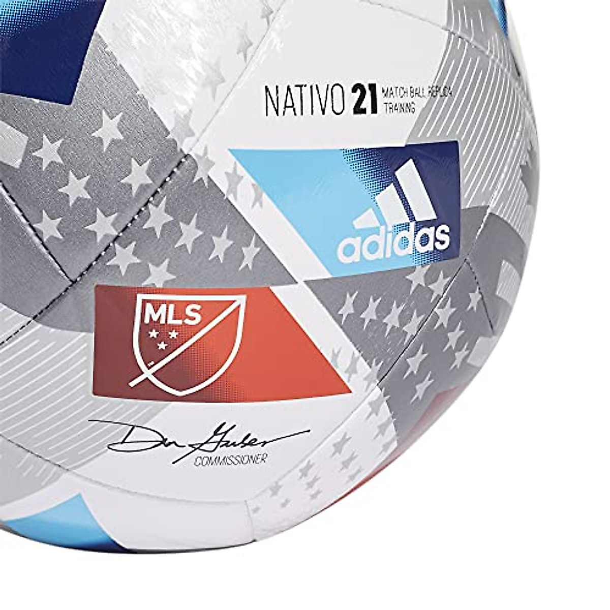 adidas Soccer Unisex-Adult MLS Training Ball, White/Iron Metallic/Silver Metallic/Pantone, 5, 1pcs,