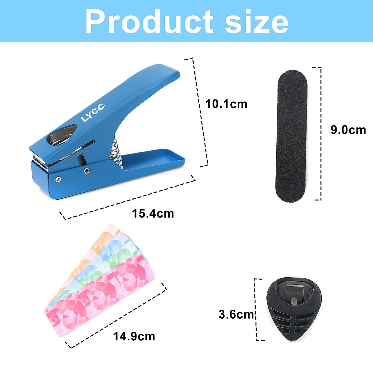 DIY Guitar Pick Punch luxury gift package the,Premium Guitar Pick Maker,16paddle clip Strips and a file for smoothing - blue